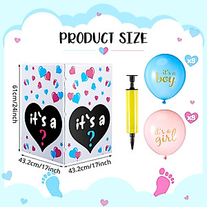 Ireer Gender Reveal Box with 16 Latex Gender Reveal Balloon 24 x 17 x 17 Inch Gender Reveal Balloon Box Boy or Girl Balloon Release Box Gender Reveal Ideas for Boy Girl Gender Reveal Party Supplies