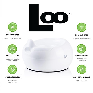 Joovy Loo Potty Training Toilet Featuring Splash Guard, Removable Inner Bowl, Non-Slip Base, and Low Anti-Tipping Profile - BPA, PVC & Phthalate Free - White