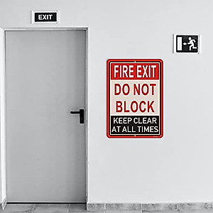2 Pack Fire Exit Do Not Block Door Keep Clear at All Times Signs 14x10 Inches Fire Exit Safety Sign Do Not Block Sign Metal Reflective Sturdy Rust Aluminum Weatherproof Durable Easy to Install