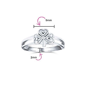 Delicate Saint Patricks Good Luck Celtic Irish Trinity Shamrock Clover Ring Split Band For Women Teens Antiqued Oxidized .925 Sterling Silver