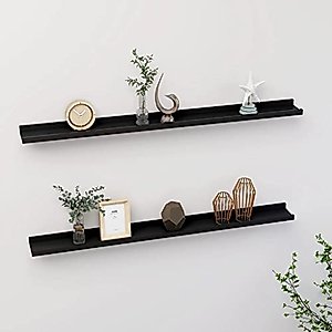 Wall Mounted Floating Shelves Wall Decor Storage Shelves Invisible Ledge Hanging Shelves Picture Frame Ledge Shelves Wall Shelves 2 pcs Black 39.4"x3.5"x1.2"