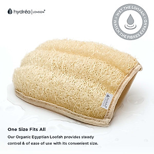 Hydrea London Exfoliating Glove - Organic Egyptian Shower Loofah & Dual-Sided Face Mitt Exfoliator - Body Scrubber for Men & Women, Dead Skin Cell Remover, & Bath Scrub for Deep Exfoliation & Detox