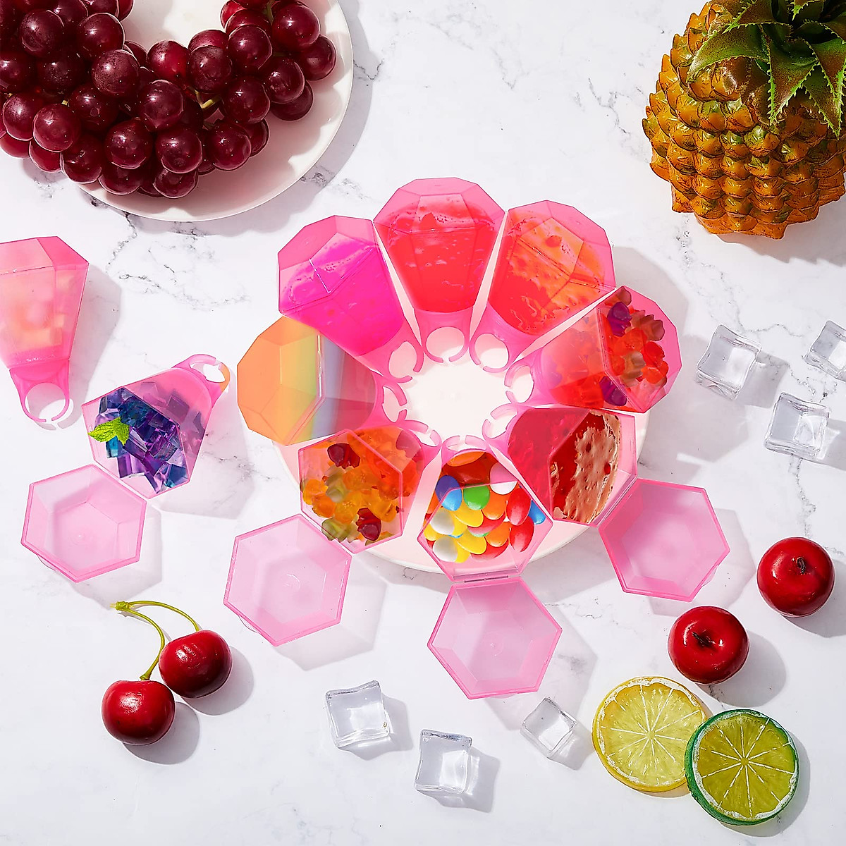 Wedding Ring Shot Glass Bachelorette Shot Glasses Team Bride Supplies Wedding Party and Bridal Shower Decorations (Pink, 12 Pieces)