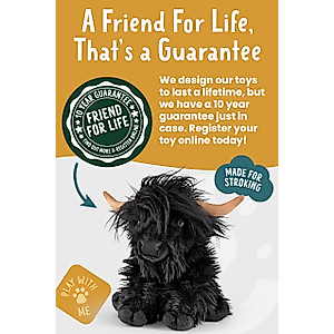 Living Nature Highland Cow Black Stuffed Animal | Farm Toy with Sound | Soft Toy Gift for Kids | 9 Inches