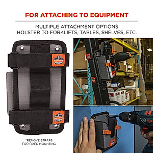 Ergodyne Squids 5543 Barcode Scanner Holder Equipment Mount for Gun Grip Mobile Computers, Handheld Bar Code Scanners, Fastener Straps to Attach to Forklift Gray Large
