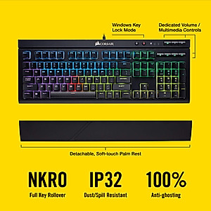 Corsair - K68 RGB Mechanical Gaming Keyboard RGB Backlit Cherry MX Red Switch - Black (Renewed)