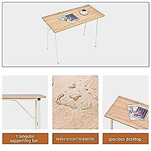 Small Computer Desk Study Writing Table for Home Office, I Shaped Black Modern Desk Office Laptop Desk Sturdy Work Table PC Wood Computer Table Gaming Desk with Black Metal Frame - 39.4L* 18.9W* 29.1H