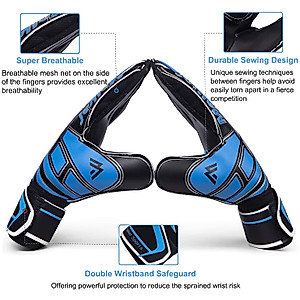 Malker Soccer Goalie Gloves Goalkeeper Gloves with Fingersave and Double Wrist Protection, Strong Grip Goalkeeper Gloves for Youth&Adult Size 8 (Black)