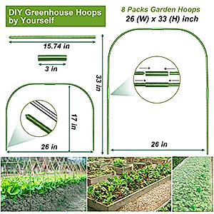75 Pieces Garden Mesh Netting Kit, 8 x 33 Ft Plant Cover Ultra Mesh Netting & 8 Pcs Garden Hoops & 16 Pcs Clips for Vegetable Plants Fruits Flowers Crop Greenhouse Cover Birds Animals Protection Net