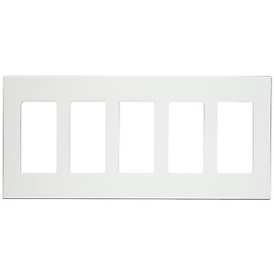 Leviton 80321-SW 5-Gang Decora Plus Screwless Snap-On Wallplate, White