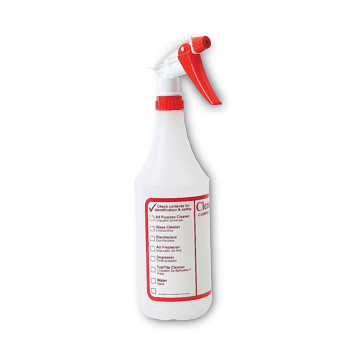 Boardwalk 03010 Trigger Spray Bottle, 32 oz, Clear/Red, HDPE, 3/Pack