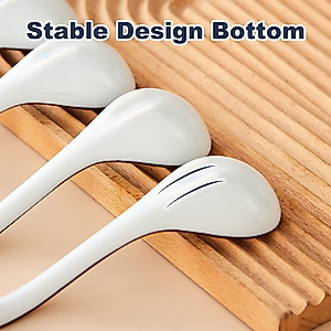 Hoilse Soup Spoons Set of 4,Asian Soup Spoon Ceramic Ramen Spoons, Japanese Soup Spoon Long Handle Perfect Depth for Dumpling, Pho, Noodles, Miso, Chinese Wonton, Dishwasher Safe