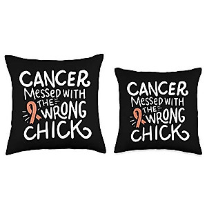 Uterine Cancer Awareness Cancer Ribbons Uterine Cancer Survivor Fight Endometrial Chemo Gift Ribbon Throw Pillow, 16x16, Multicolor