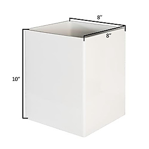 bUnusual Resin Trash Can – White Trash Bin Can with Lacquer High Gloss Finish and Rounded Edge - Waste Bins Basket Ideal for Bathroom and Vanity Spaces