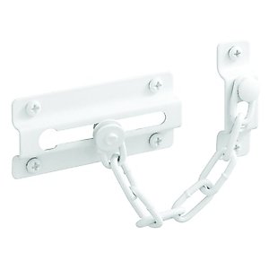 Prime-Line U 9852 Chain Door Guard, Stamped Steel w/Steel Chain, White Painted Finish (Single Pack)