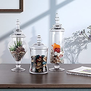 MDLUU Set of 3 Glass Apothecary Jars with Lids, Candy Buffet Serving Jars, Decorative Bathroom Canisters for Storage