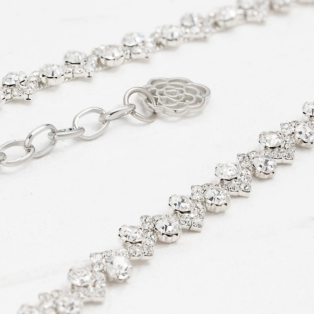 YooAi Rhinestone Belt Womens Formal Dress Belt Diamond Bling Wedding Bridal Belt Sliver