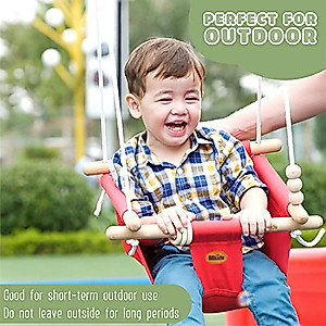 BBkids Indoor Baby Swing, Canvas Baby Swing, Wooden Hammock Hanging Swing Seat Chair with Safety Belt, Outdoor Kids Toddler Baby Tree Swing, Full Set of Ceiling Screws. (Grey)