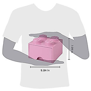 Room Copenhagen LEGO Brick Drawer, 4 Knobs, 1 Drawer, Stackable Storage Box, Light Pink
