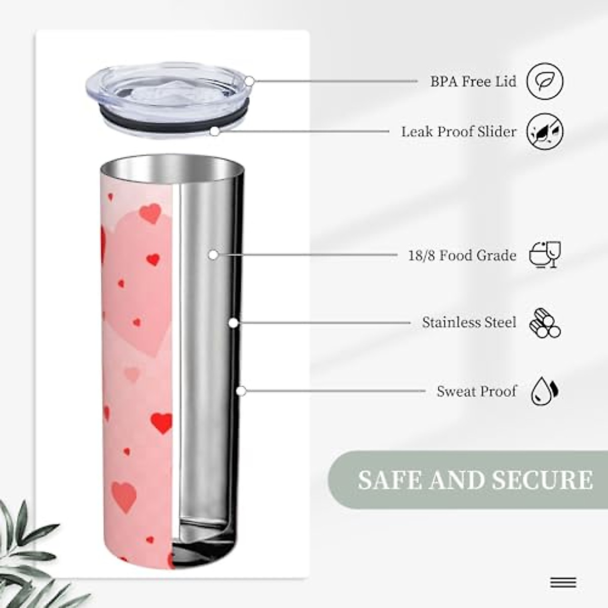 AFHYZY 20 oz Skinny Tumbler Reusable Coffee Travel Mug with Lids and Straws, Insulated Coffee Cups 20oz Stainless Steel Water Bottles Leak Proof for Home, Adults - Mother's Day