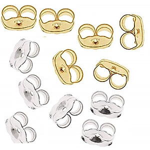Tripmark Fashion Jewelry 14K Gold/White Gold Color Earring Backs 12 Pieces Replacement Earring Backs