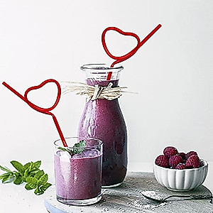 Heart-Shaped Party Straws Drinking Sipping Straws, Novelty Props for Wedding Birthday Party (20 pcs)