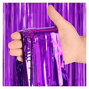 2 Pack 3.3 ft x 9.9 ft Purple Tinsel Curtain Party Backdrop Decorations, Metallic Foil Fringe Backdrop Door for Bachelorette Party Decorations,Purple Streamers,Purple Birthday Backdrop