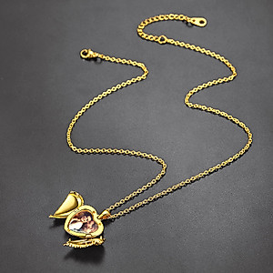 SILVERCUTE Heart Locket Necklace with 2 Photos Customized 18K Gold Plated Angel Wing Lockets Pendant Personalized Picture Jewelry for Women