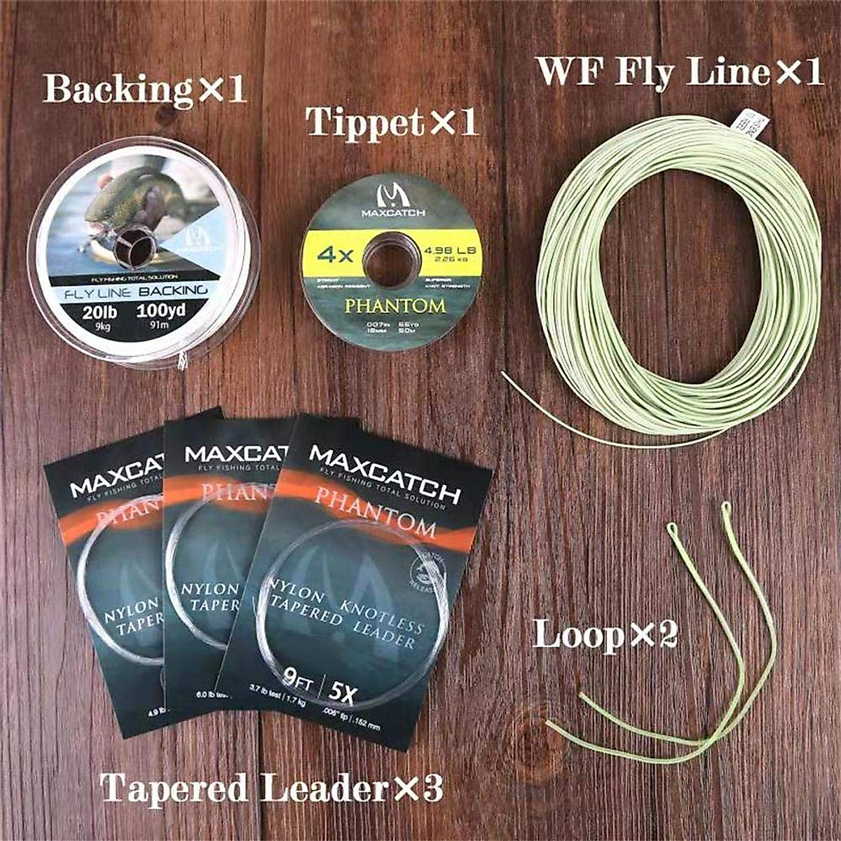 Maxcatch Fly Fishing Line (Weight Forward, Floating) and Fly Line combo with backing leader and tippet (1F/2F/3F/4F/5F/6F/7F/8F/9F/10F) (Line Combo Moss Green, WF6F 100FT)