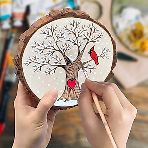 Fuyit Unfinished Wood Slices for Centerpieces, 8Pcs 5.1-5.5 Inch Natural Wooden Round Discs with Bark for Rustic DIY Crafts, Table Base, Wedding Decoration