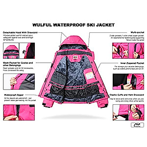 WULFUL Women’s Waterproof Snow Ski Jacket Mountain Windproof Winter Coat with Detachable Hood