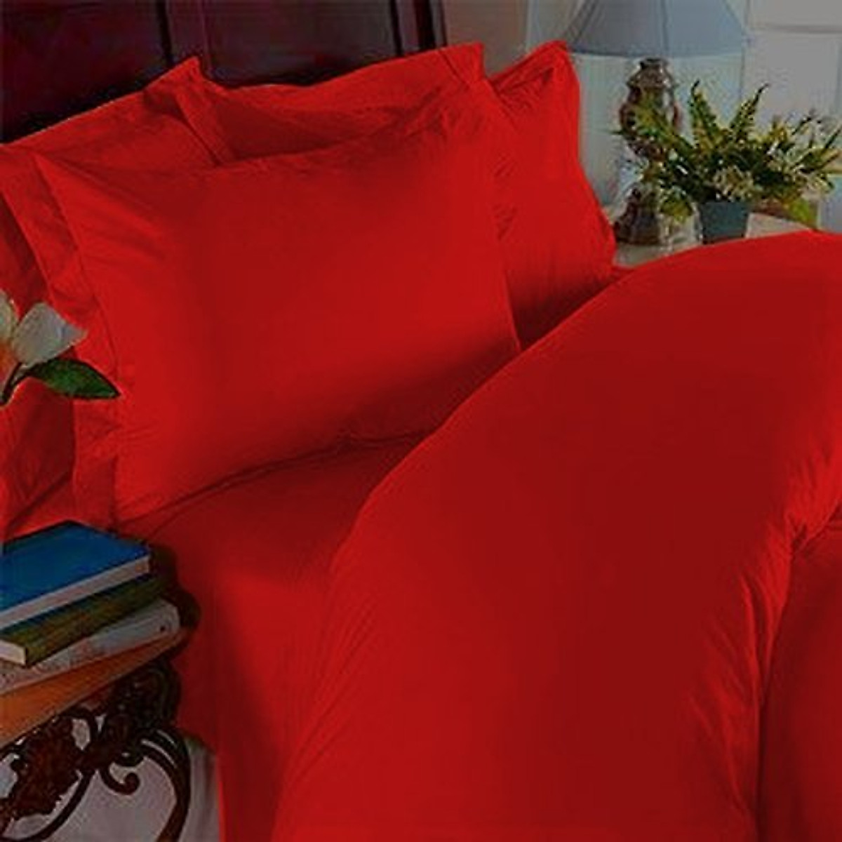 MATTREST 1500 Thread Count - Egyptian Quality 3pc Duvet Cover Set, Solid, Full/Queen, Red