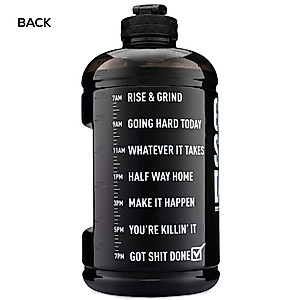 Get It Done, Half Gallon Water Jug with Time Marker Lines, 2.2L, 72oz BPA Free Large Bottle for Hydration Motivation with Straw and Shaker Spout