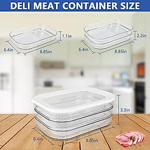 Deli Meat Container For Fridge - Refrigerator Organizers And Storage For Meat, 3pcs Storage Boxes With Lid For Salami, Deli Meat, Cold Cuts, Lunch Meat, Turkey, Bologna