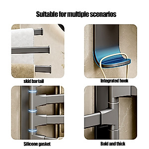 WRJAHCG Swivel Towel Bar, Towel Rack for Badroom,Vertical Towel Rack for Kitchen, Wall Mounted Movable Double Towel Rails, Towel Rack Shelf Holder Storage Organizer for Bathroom,Gray,1