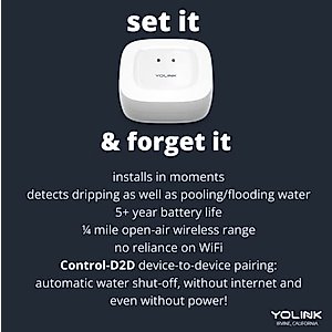 YOLINK Water Leak Detector, 1/4 Mile World's Longest Range, Wireless Smart Water Leak Sensor, Alexa, IFTTT, Hub Required