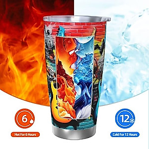 EKPRAVDKTF Guitar Painting 20oz Insulated Stainless Steel Tumbler With Lids And Straws, Double Wall Vacuum Travel Coffee Mug, Thermal Cup For Cold & Hot Drinks, Reusable Metal Straw & Brush