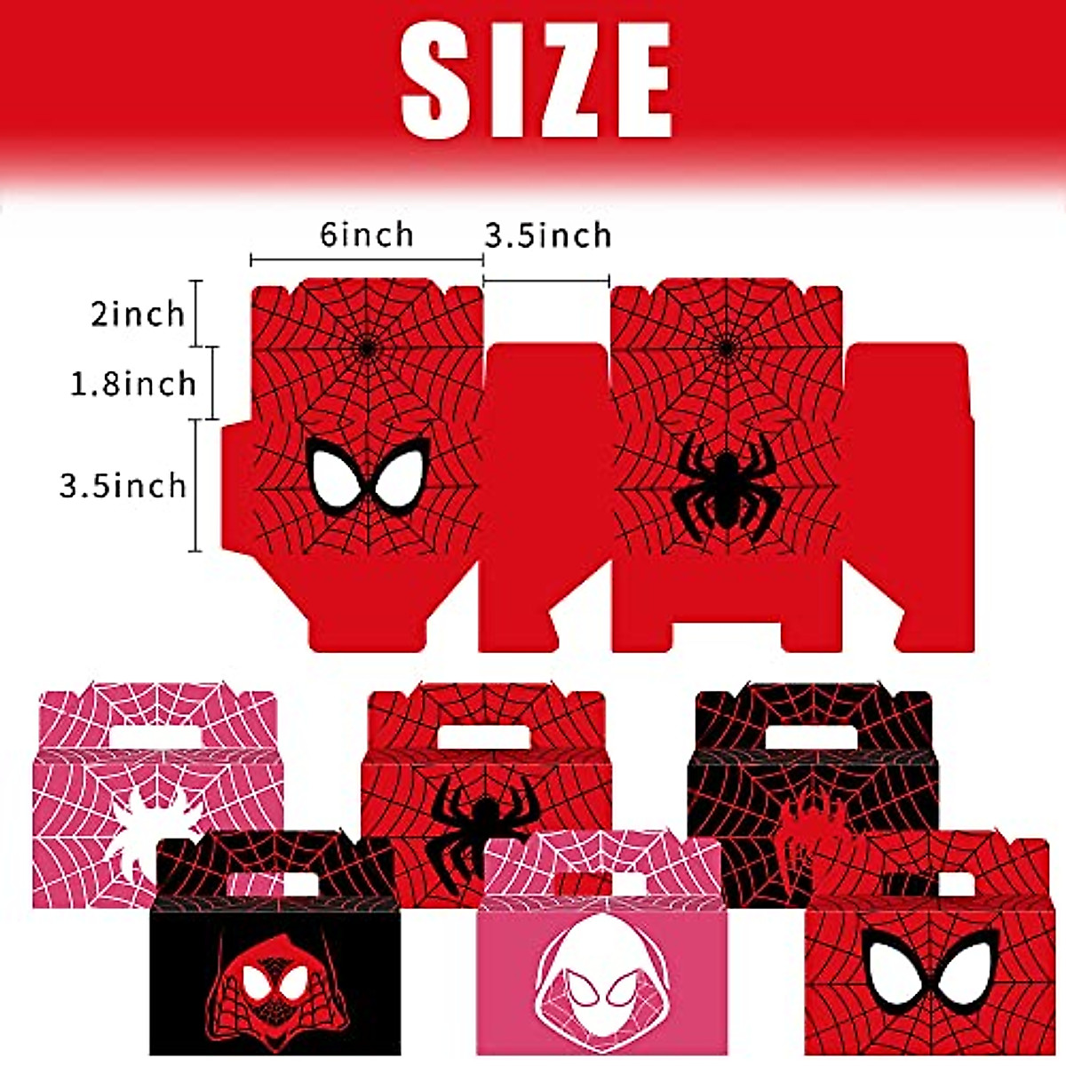 Yizeda 18 PCS Spider Birthday Party Favor Boxes Spider Hero Party Candy Gift Boxes Miles Morales Goodie Boxes for Spider Themed Birthday Party Decorations