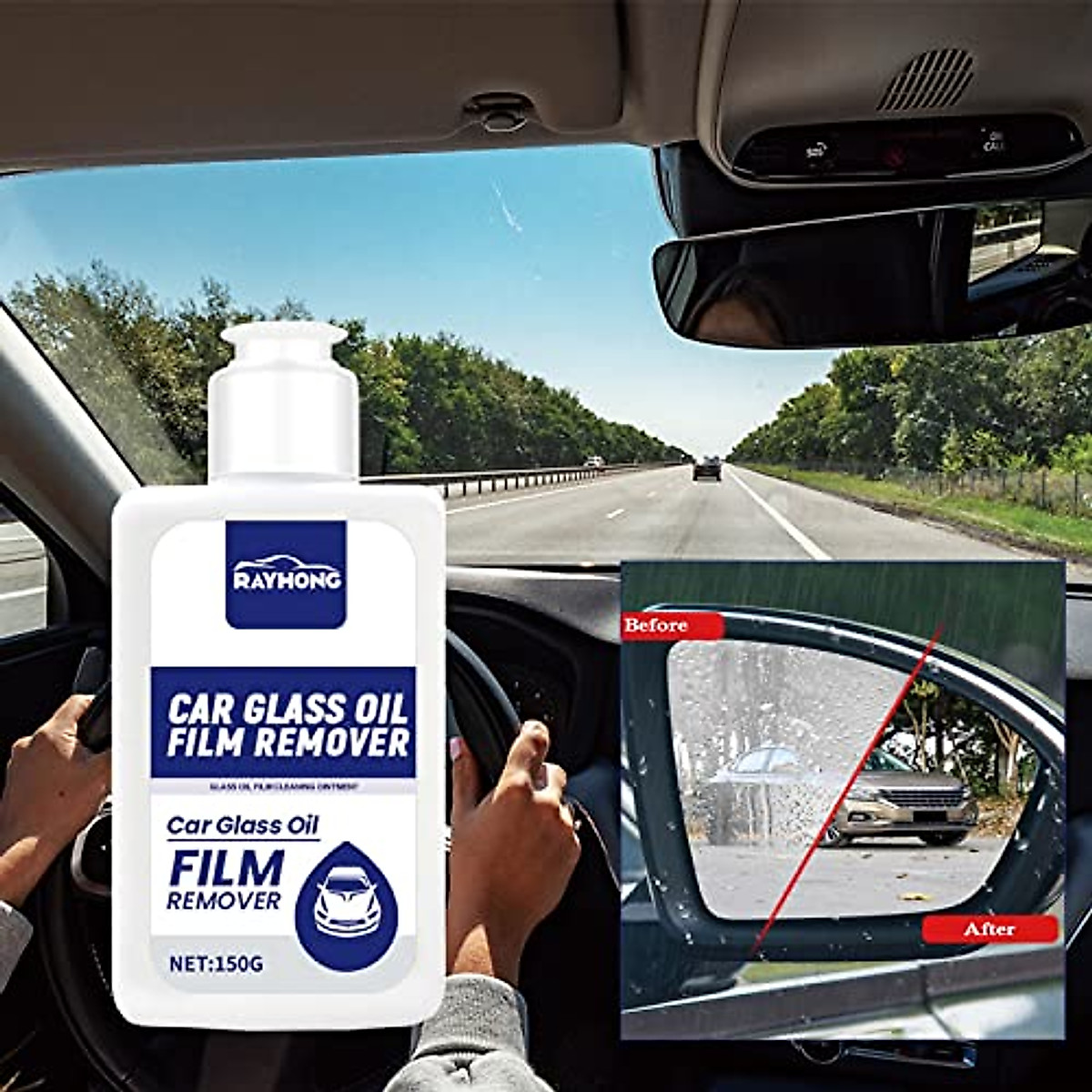 MITRIVFLE Car Glass Oil Film Remover, Car Windshield Cleaner, Improve Fine Scratches, Remove Stains, Rain and Fog Prevention