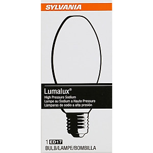 SYLVANIA Lumalux High Pressure Sodium HID Light Bulb, ED17 70W, Medium Base, 4000 Lumens, 1900K, Clear - 1 Pack (67504)