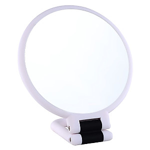 LOTIKO 1x 10x Magnifying Handheld Mirror,Travel Folding Hand Held Mirror,Double Sided Pedestal Magnification and True Image Makeup Mirror, Portable Vanity Cosmetic Mirror for Women （White）
