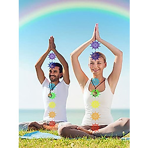 Batiyeer 10 Pieces Chakra Necklace Orgonite Necklace Crystal Pendant Necklace Spiral Chakra Healing Energy Necklace Adjustable Reversible Pendant for Women Men,1.4 Inches (Novelty)