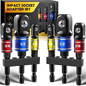 Tools Impact Socket Adapter Set: 1/4" 3/8" 1/2" Impact Driver Bit Set Hand Power Wrench Ratchet Drill Adapter Driver Bit Hex Nut With Holder, Cool Stuff Gadgets for Men Him Dad Birthday Gifts Ideas