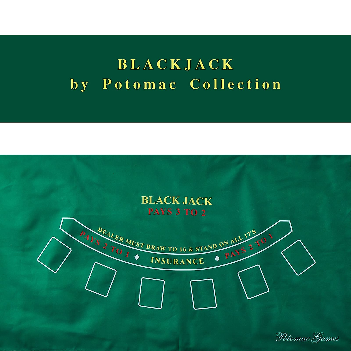 Poker Table Topper Blackjack Set – play Casino Games using the Texas Holdem Poker Set on Green Table Cloth or Black Jack Set on Green Felt Table Mat