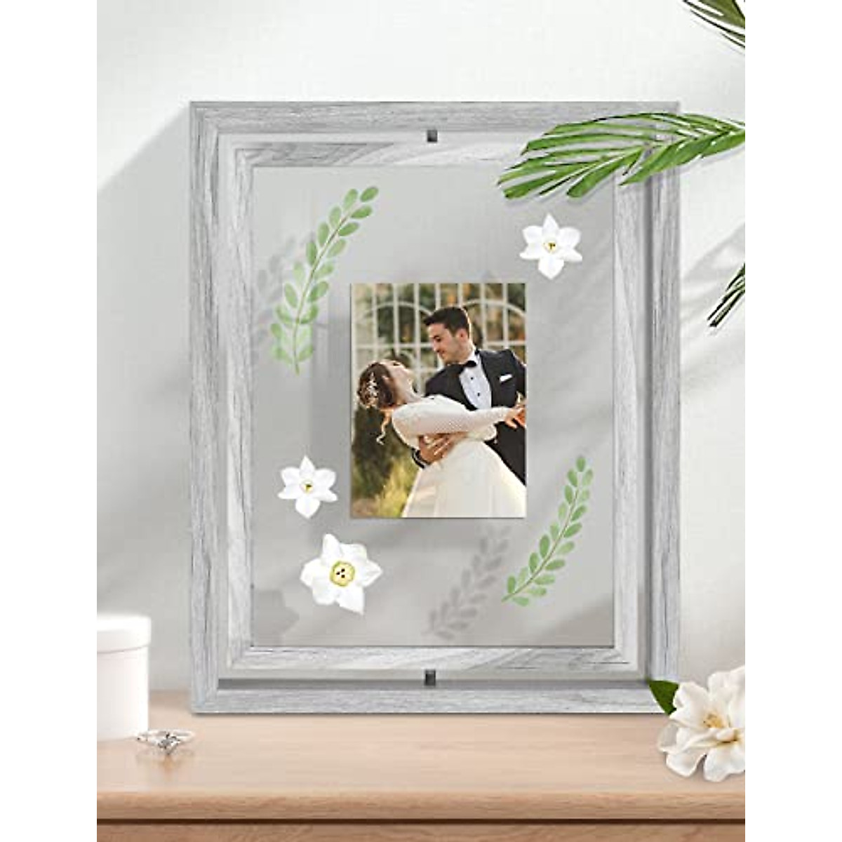 SUMGAR 8x10 𝙋𝙞𝙘𝙩𝙪𝙧𝙚 𝙁𝙧𝙖𝙢𝙚 Gray 𝙍𝙤𝙩𝙖𝙩𝙞𝙣𝙜 Floating Frames Set of 2, Double Sided Picture Frames Wooden Frames for Plants Pressed Flowers Floating Effect Display