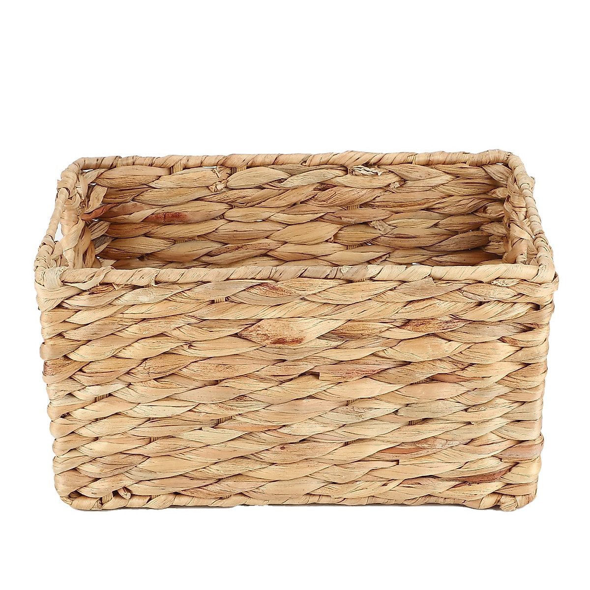 YRMT Water Hyacinth Basket Wicker Storage Baskets for Organizing Small Woven Shelf Organizer with Handles Decorative Pantry Shelf Basket 11.8" x 7.9" x 6.3"