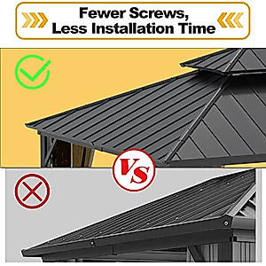 OLILAWN Gazebo 12x16, Outdoor Hardtop Gazebo with Large Aluminum Frame, Galvanized Steel Double Top Gazebo with Ventilation, All-Weather Metal Gazebo with Mosquito Nettings, for Patios Gardens Lawns