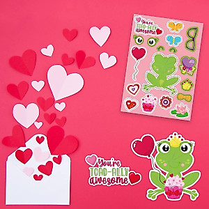 Valentines Day Crafts for Kids Valentine Stickers 36 pcs Sheets, DIY Valentine's Cards, Art Kit for Girls, Boys or Toddler, Perfect for Party Games, School Activities Supplies, Classroom Decoration