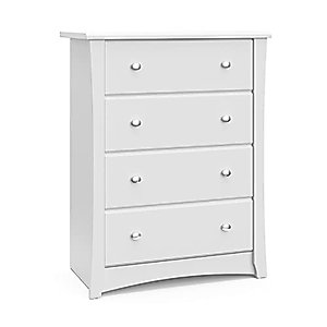 Storkcraft Crescent 4 Drawer Chest (White) – GREENGUARD Gold Certified, Dresser For Nursery, 4 Drawer Dresser, Kids Dresser, Nursery Dresser Drawer Organizer, Chest of Drawers