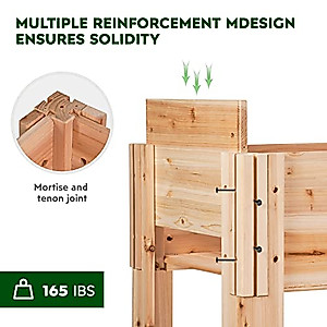 Agitree Rised Garden Bed with Detachable Leg,35 * 19 * 31in,1-Piece Spliceable Elevated Wood Planter Box,Raised Garden beds Outdoor for Vegetables, Flowers, Grass, Lawn, Yard.…